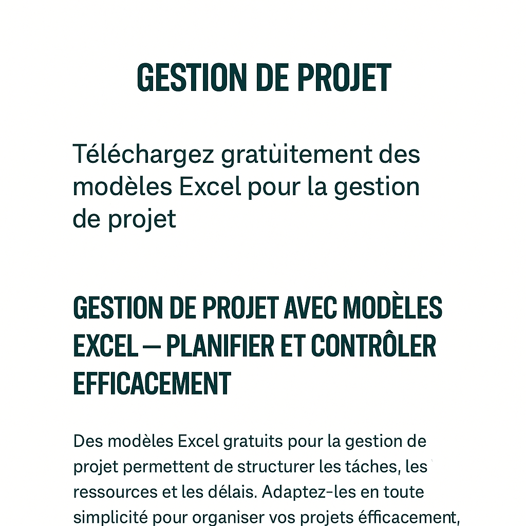 Gestion de Projet Modèles Excel Gestion de Projet – Téléchargement Gratuit